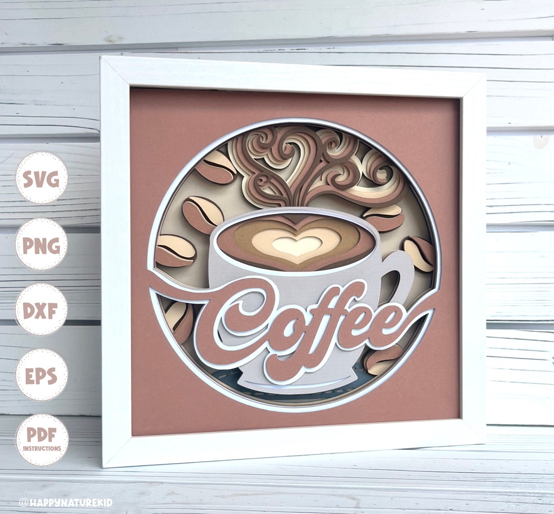Coffee Shadow Box Svg, Shadow Box Svg, Coffee Svg, Cricut Svg, Card ...