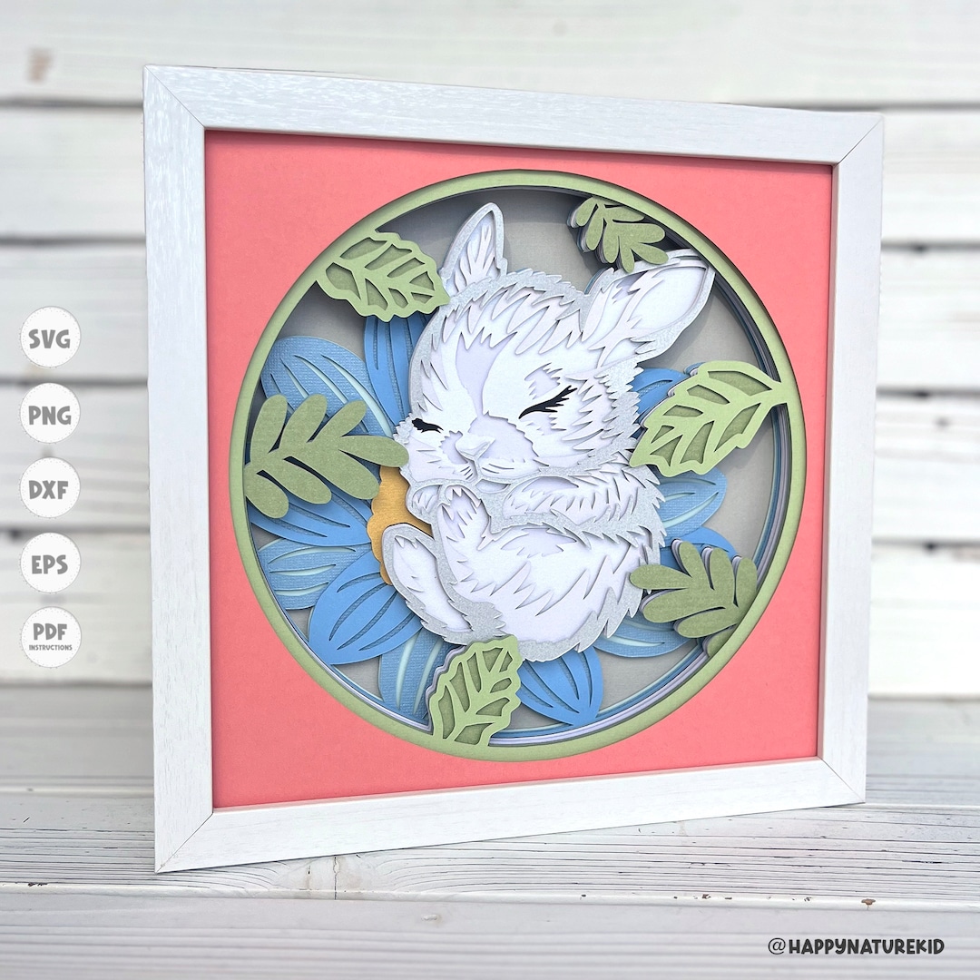 Cute Bunny Shadow Box Svg, Spring Shadow Box Svg, Easter Shadow Box Svg ...