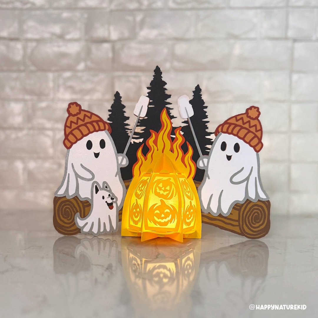 Fall Campfire Ghosts Lantern Svg, Halloween Lantern Svg, Cricut ...