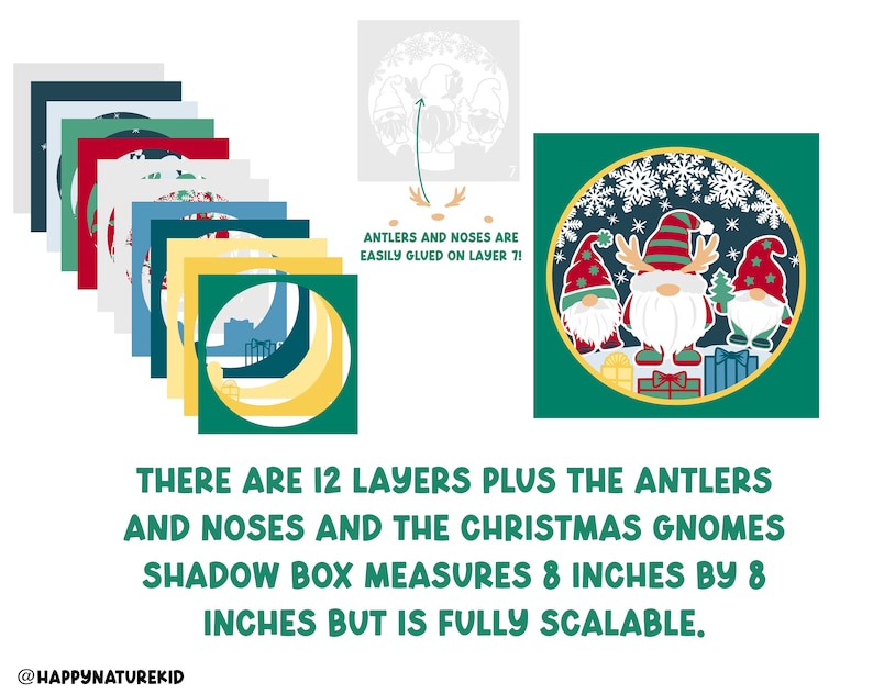 Christmas Gnome Shadow Box Svg, 3d Gnome Svg, Shadow Box Svg, 3d ...