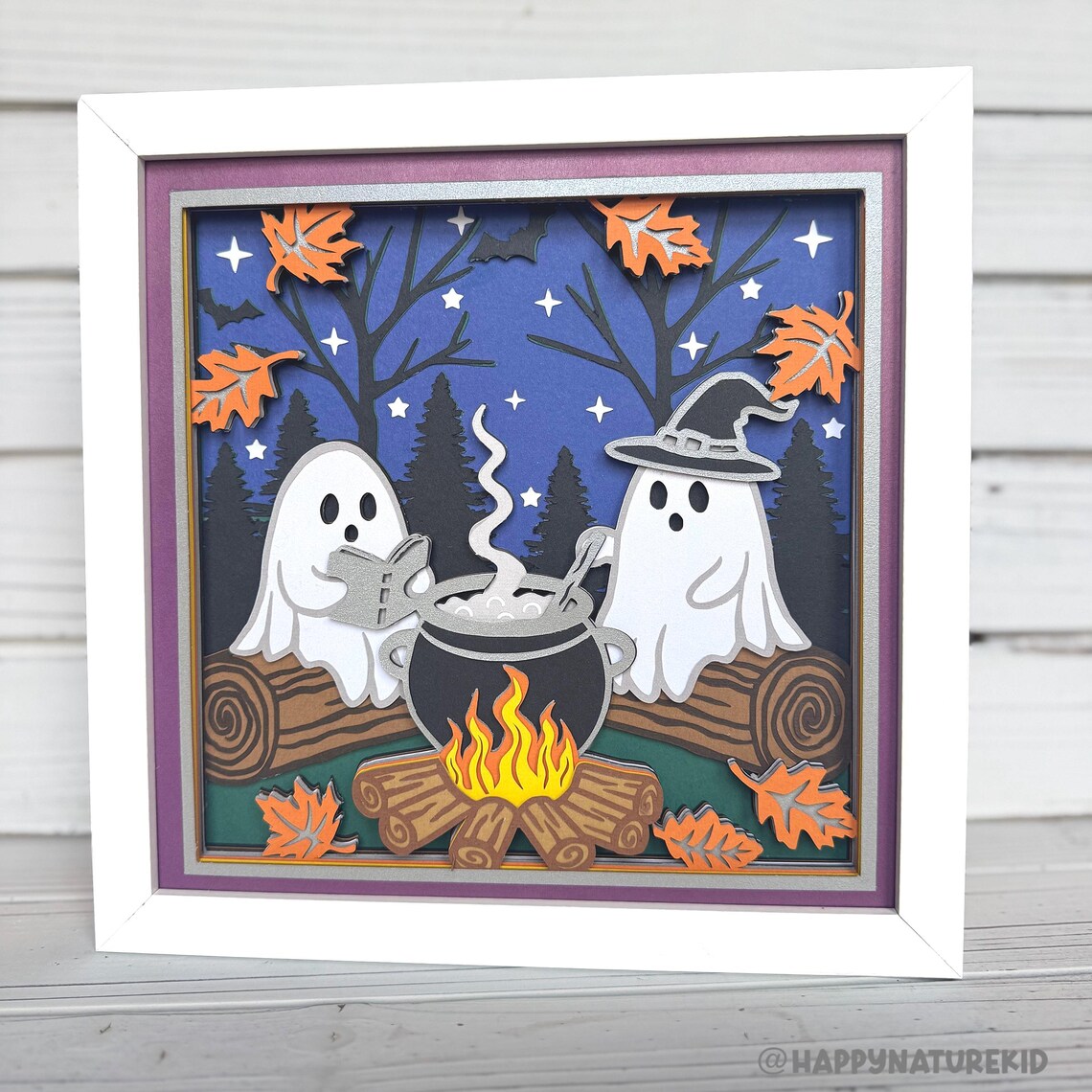 Cute Ghosts by Campfire Shadow Box Svg, Halloween Shadow Box Svg, Svg ...