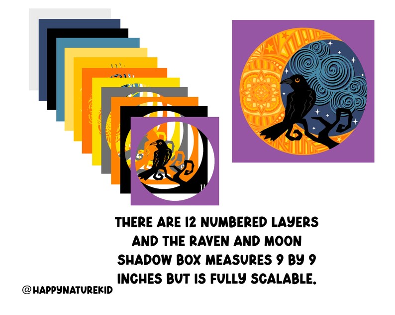 Raven and Moon Shadow Box Svg Halloween Shadow Box Fall - Etsy