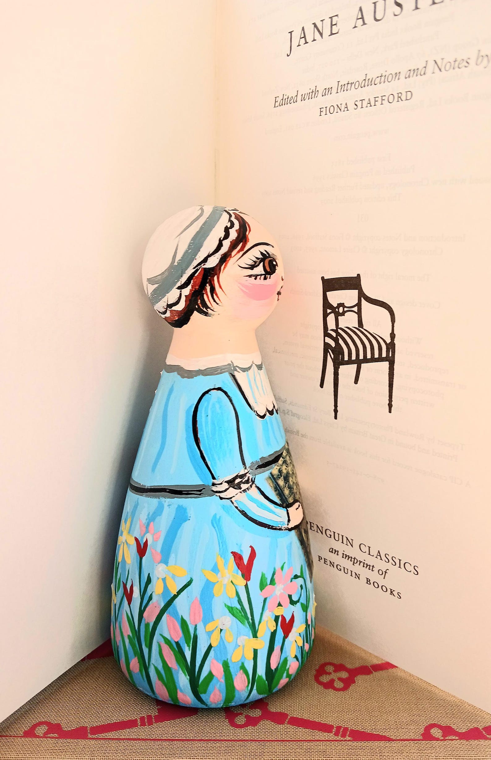 Jane Austen Large Peg Doll, Art Peg Doll, Book Lover, Handpainted Wood ...