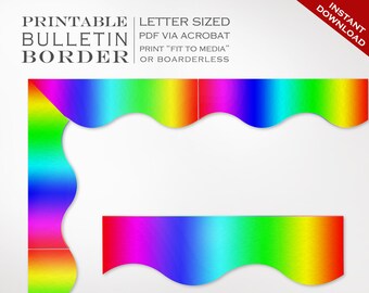 Classroom Bulletin Board Trim Printable Rainbow Chevron | Etsy