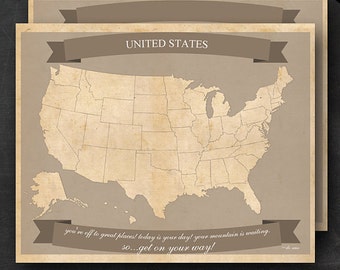 Printable United States Map 11 x 14 Shabby Chic | Etsy