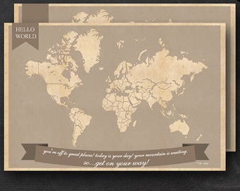 World Travel Map Printable Editable World Travel Map Instant | Etsy