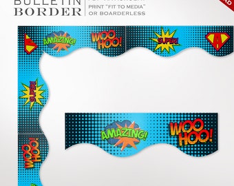 Classroom Bulletin Board Trim - Printable Rainbow Chevron Border ...