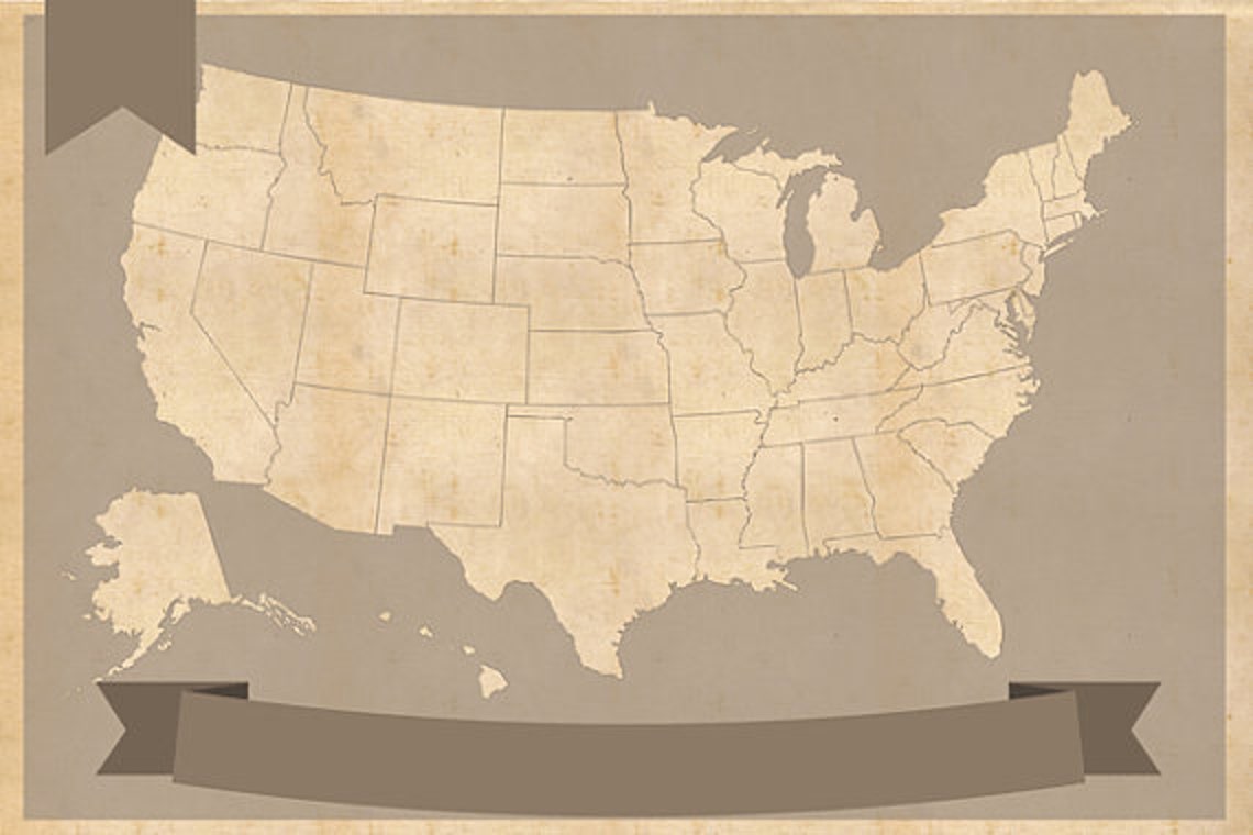 United States Travel Maps - Printable USA Travel Map Instant Download ...