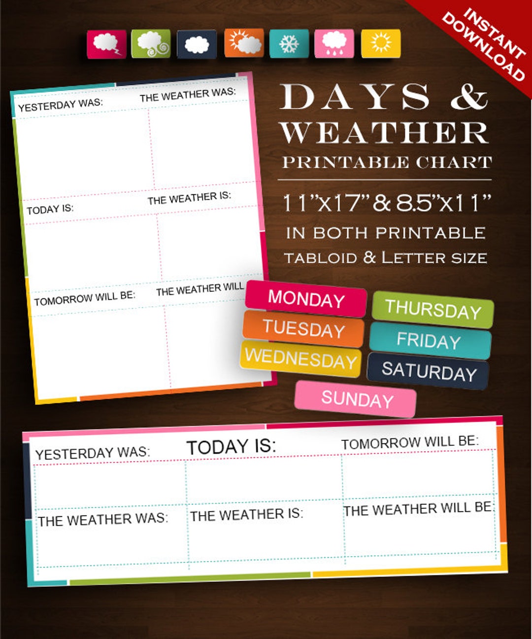Weather Chart - Weekly Weather and Days of the Week Chart Rainbow ...