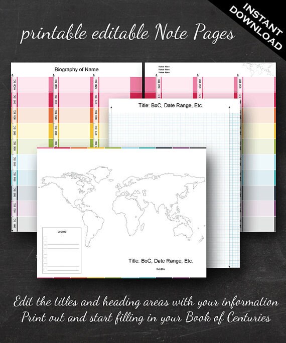 Book of Centuries - Printable Editable Charlotte Mason History Notebook ...