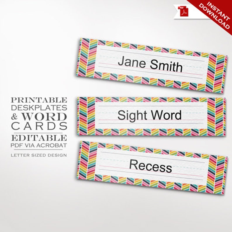Classroom Nameplate - Printable Editable Deskplate Word Walls Cards ...