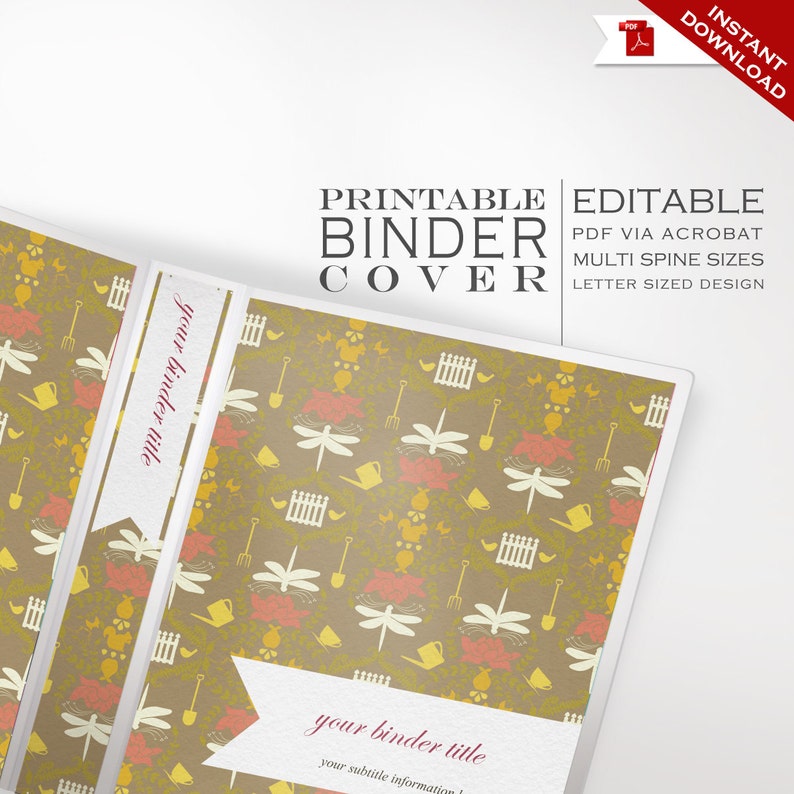 Binder Cover Printable Editable Garden Theme Instant - Etsy