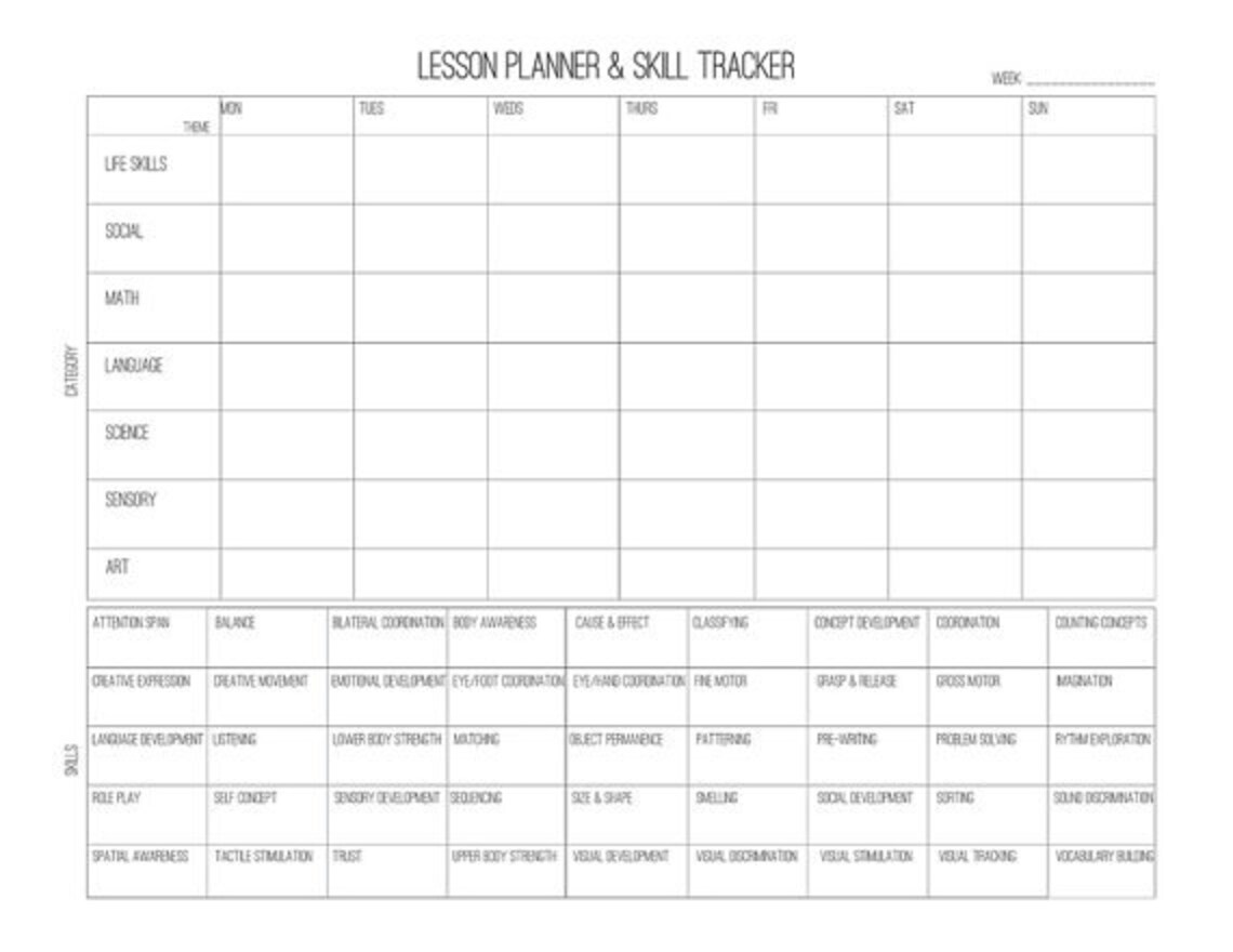 Infant Baby Toddler Lesson Planner & Skill Tracking Progress Sheet ...
