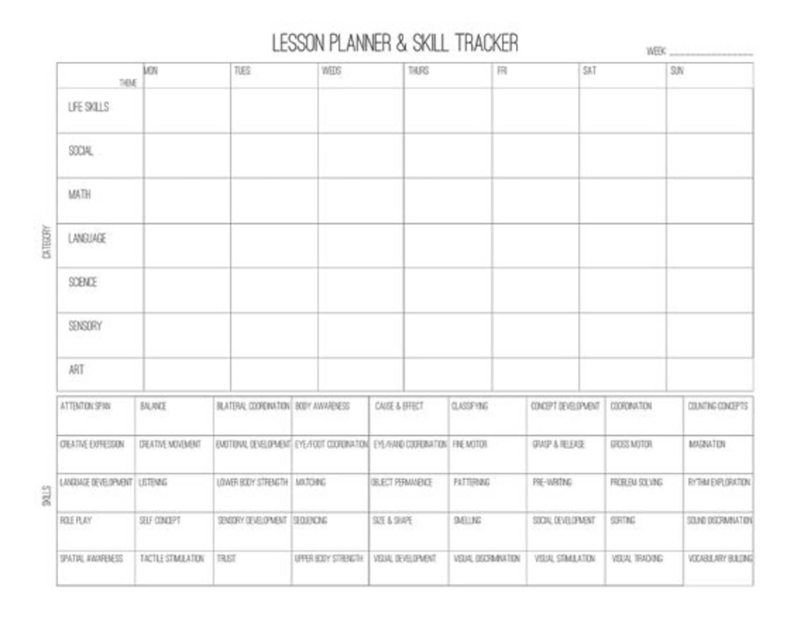 Infant Baby Toddler Lesson Planner & Skill Tracking Progress Sheet ...