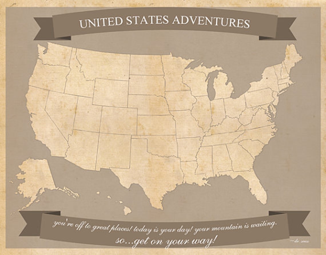 United States Travel Maps - Printable USA Travel Map Instant Download ...