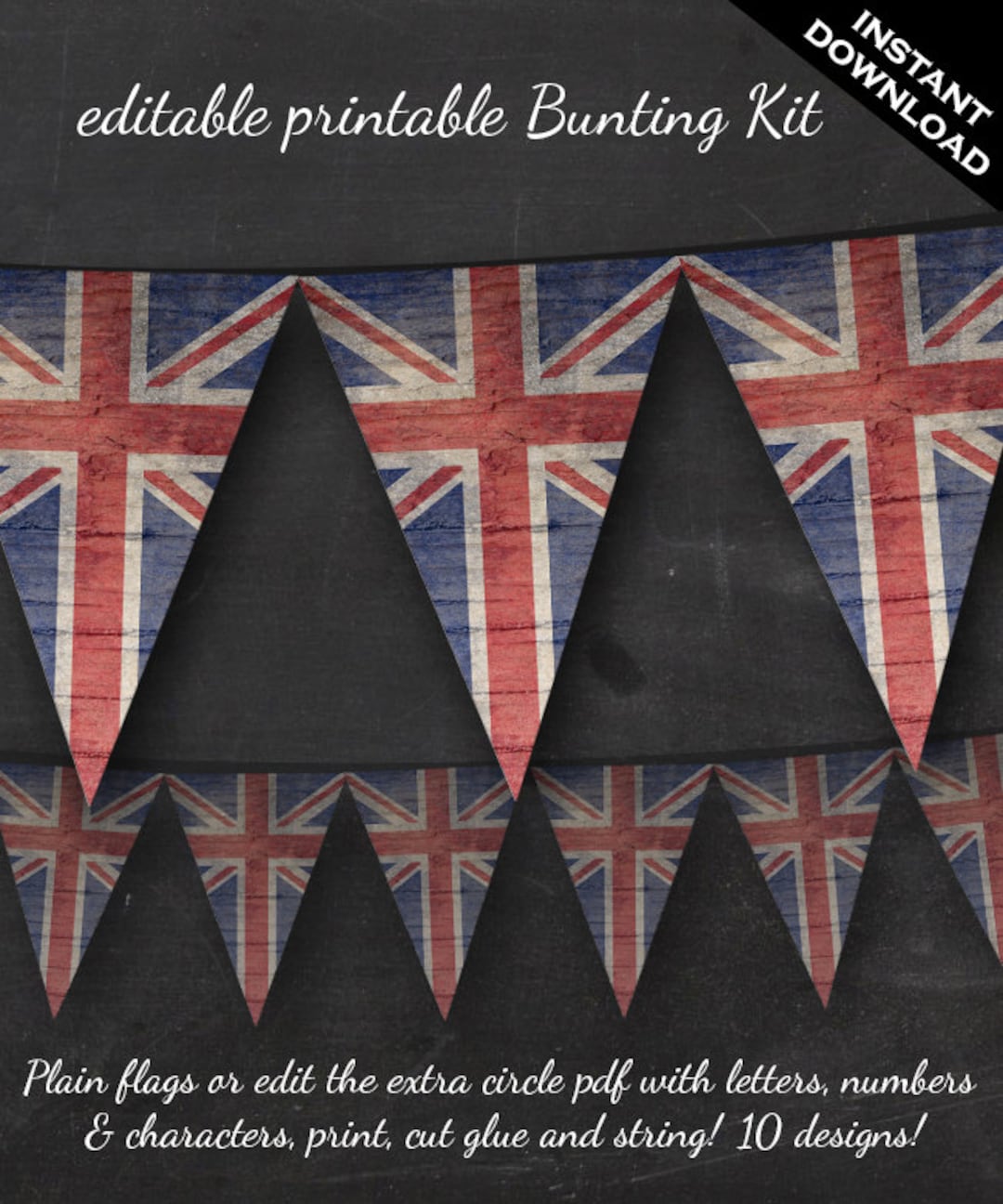 Union Jack Bunting - Printable Editable British London Union Jack ...