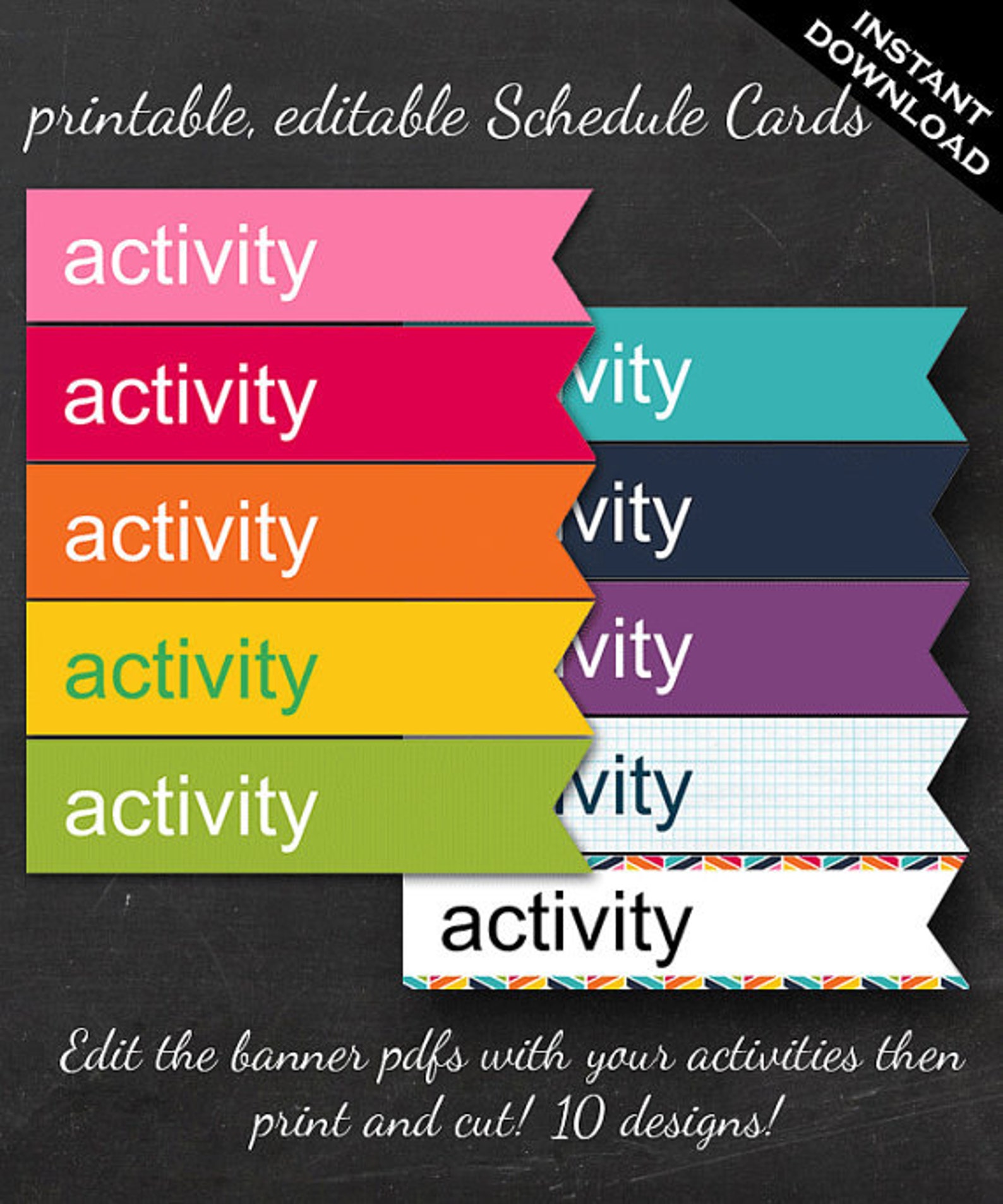 Classroom Schedule Cards - Printable Editable Activity Schedule Ribbon ...