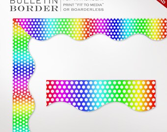 Classroom Bulletin Board Trim Printable Rainbow Chevron | Etsy