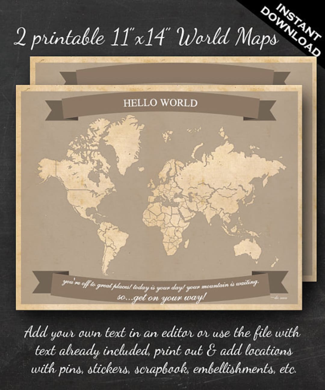 World Travel Maps - Printable World Travel Map Instant Download - 11 ...