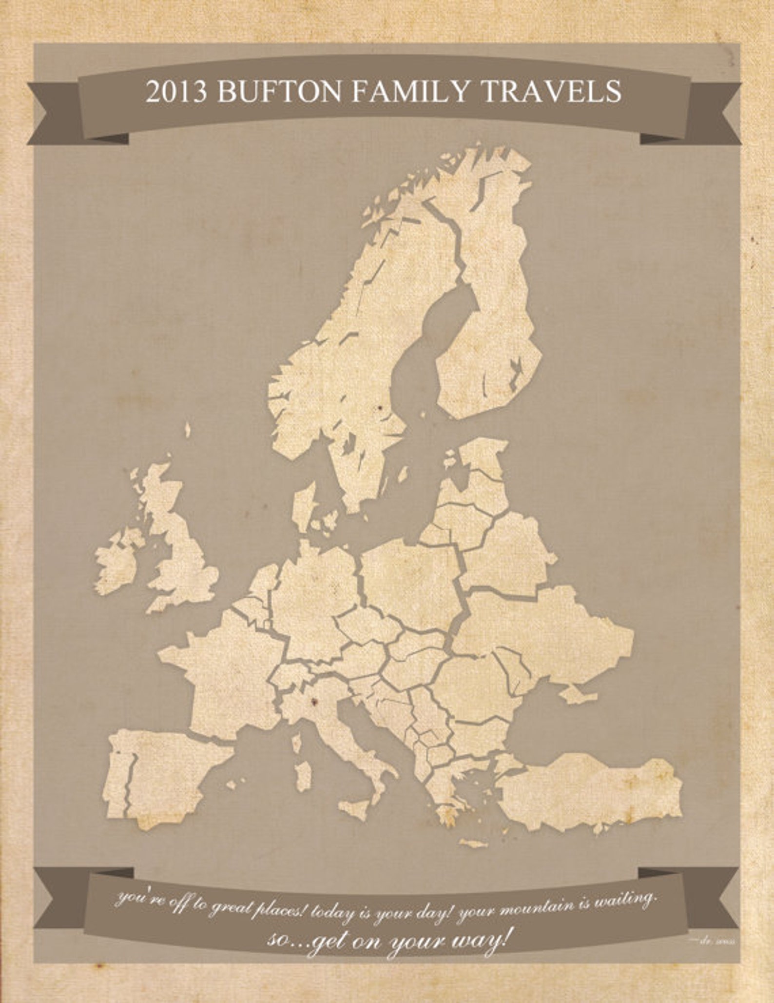 Travel Map - Printable Editable Europe Travel Map Instant Download - Etsy