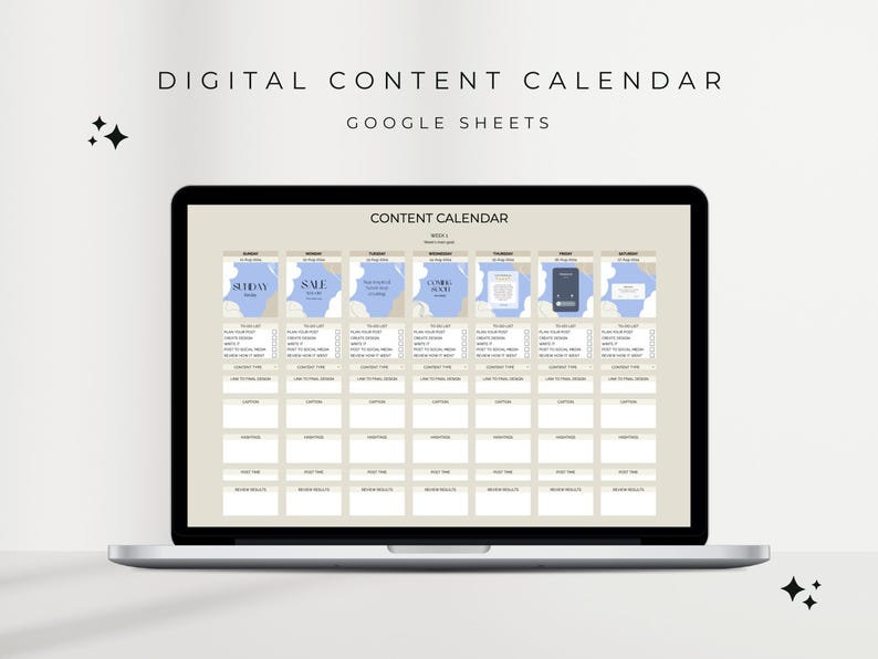 Social Media Content Calendar Google Sheets, Digital Content Planner ...