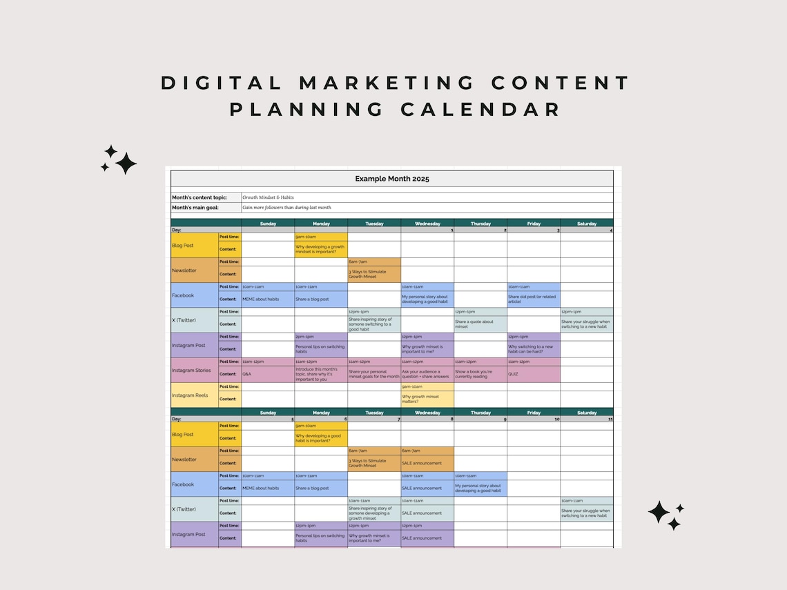 Digital Marketing Calendar 2025 | Social Media Planner | Content Plan ...
