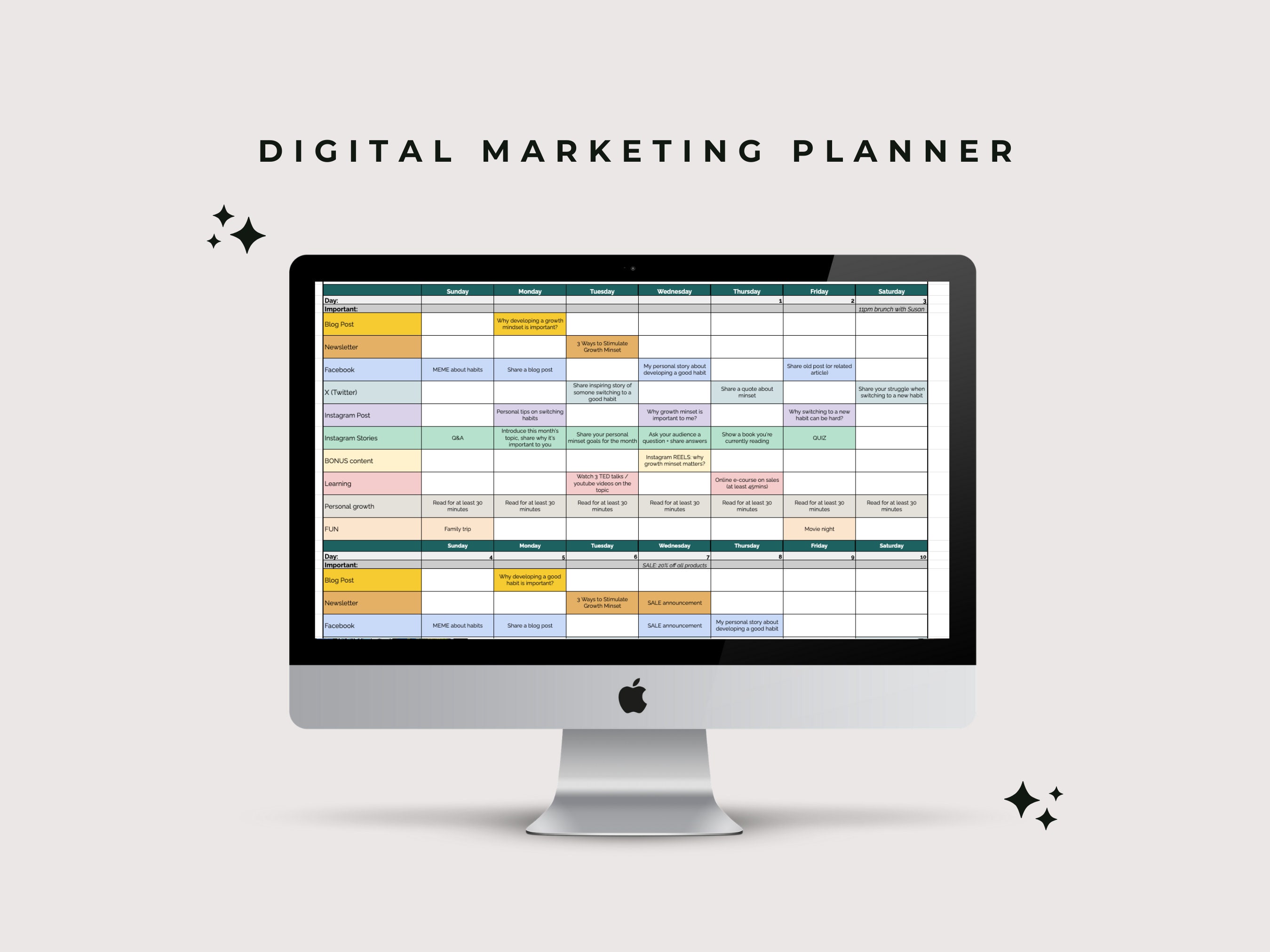 Digital Marketing Planner Marketing Plan Template Marketing Calendar ...