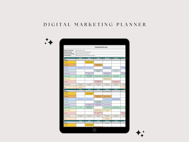 Digital Marketing Planner Marketing Plan Template Blog Content Planner ...