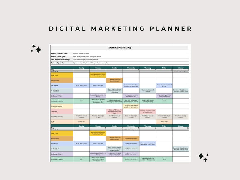 Digital Marketing Planner 2025, Marketing Plan Template, Marketing ...