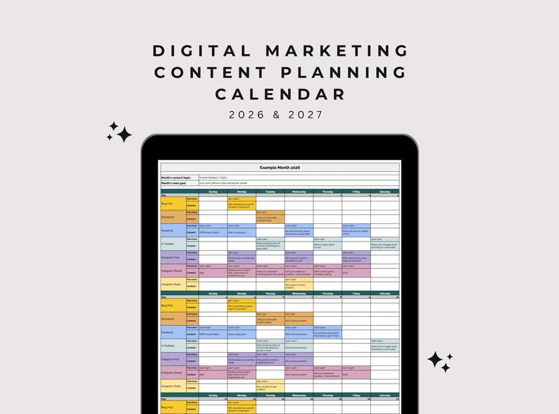 Digital Marketing Kalender 2026 & 2027, Social Media Planner, Content ...