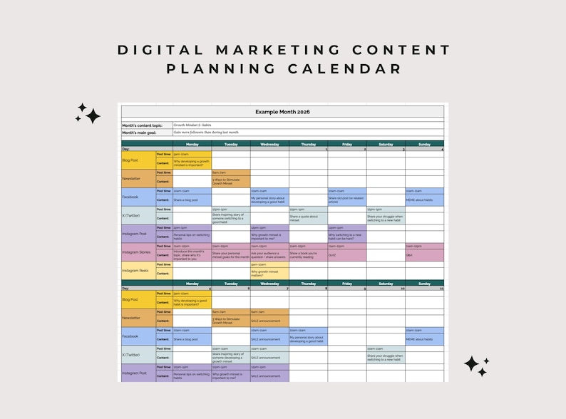 Digital Marketing Kalender 2026 & 2027, Social Media Planner, Content ...