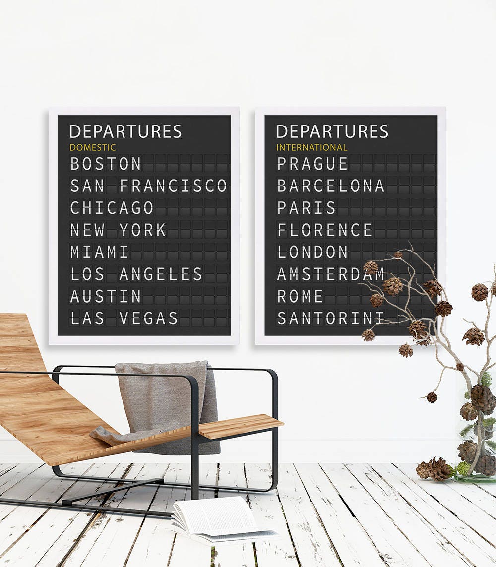 Travel Art Prints Train Station Airport Departures Board | Etsy