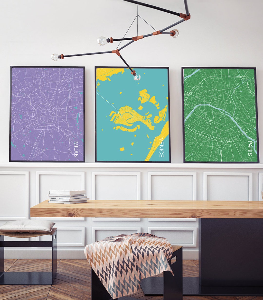 Custom City Map Prints Map Posters Wall Art Living Room Decor Paris ...
