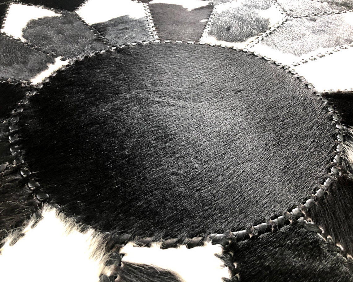 Round Rug Cowhide Patchwork Ø 130 Cm - Etsy