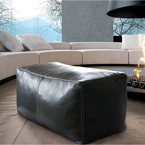 Leather Pouf - Etsy