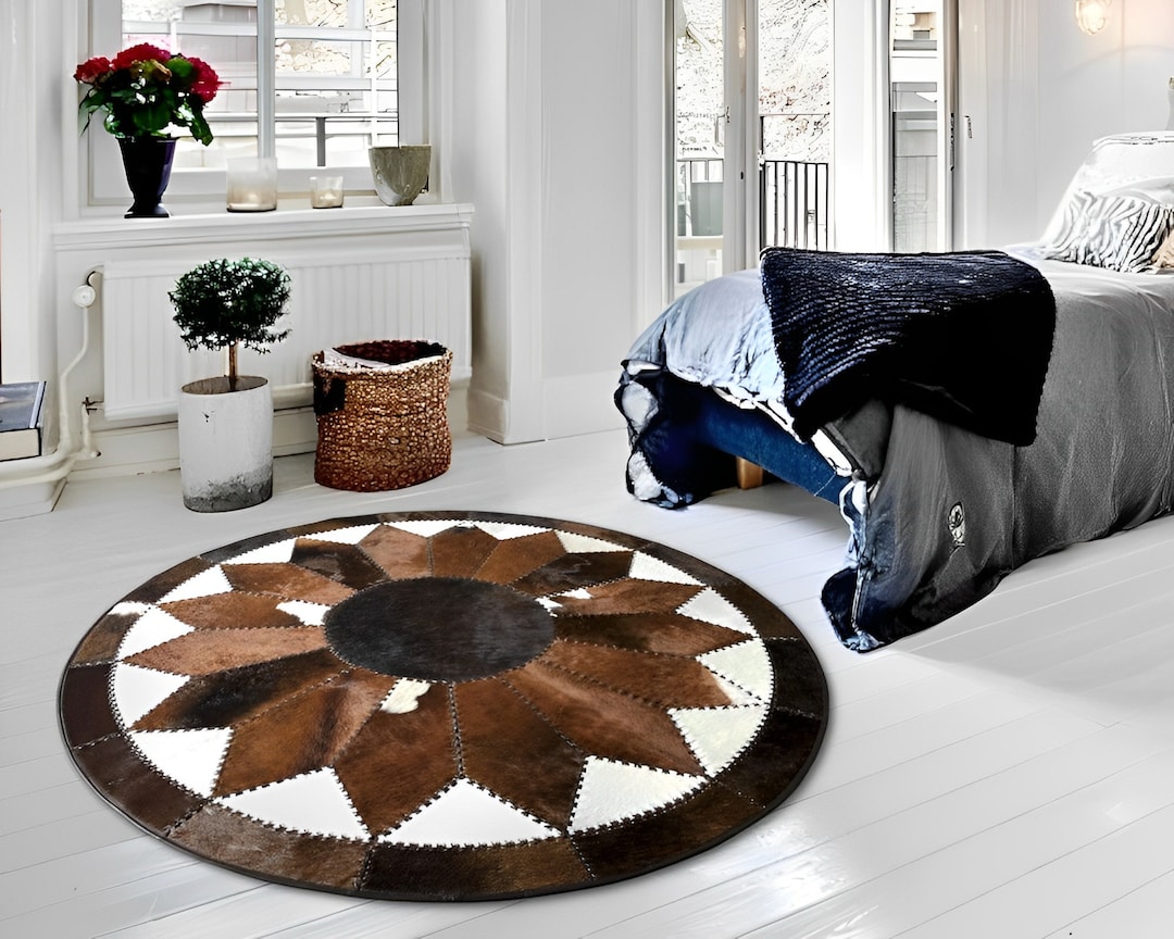 Round Rug Cowhide Ø 160 Cm - Etsy