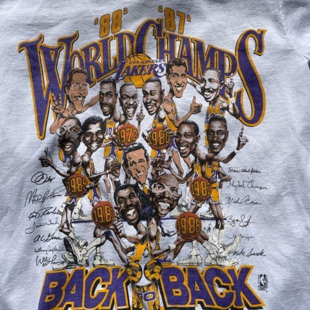 80s Grail Lakers Back to Back 1987-88 Team Caricatures Championship ...