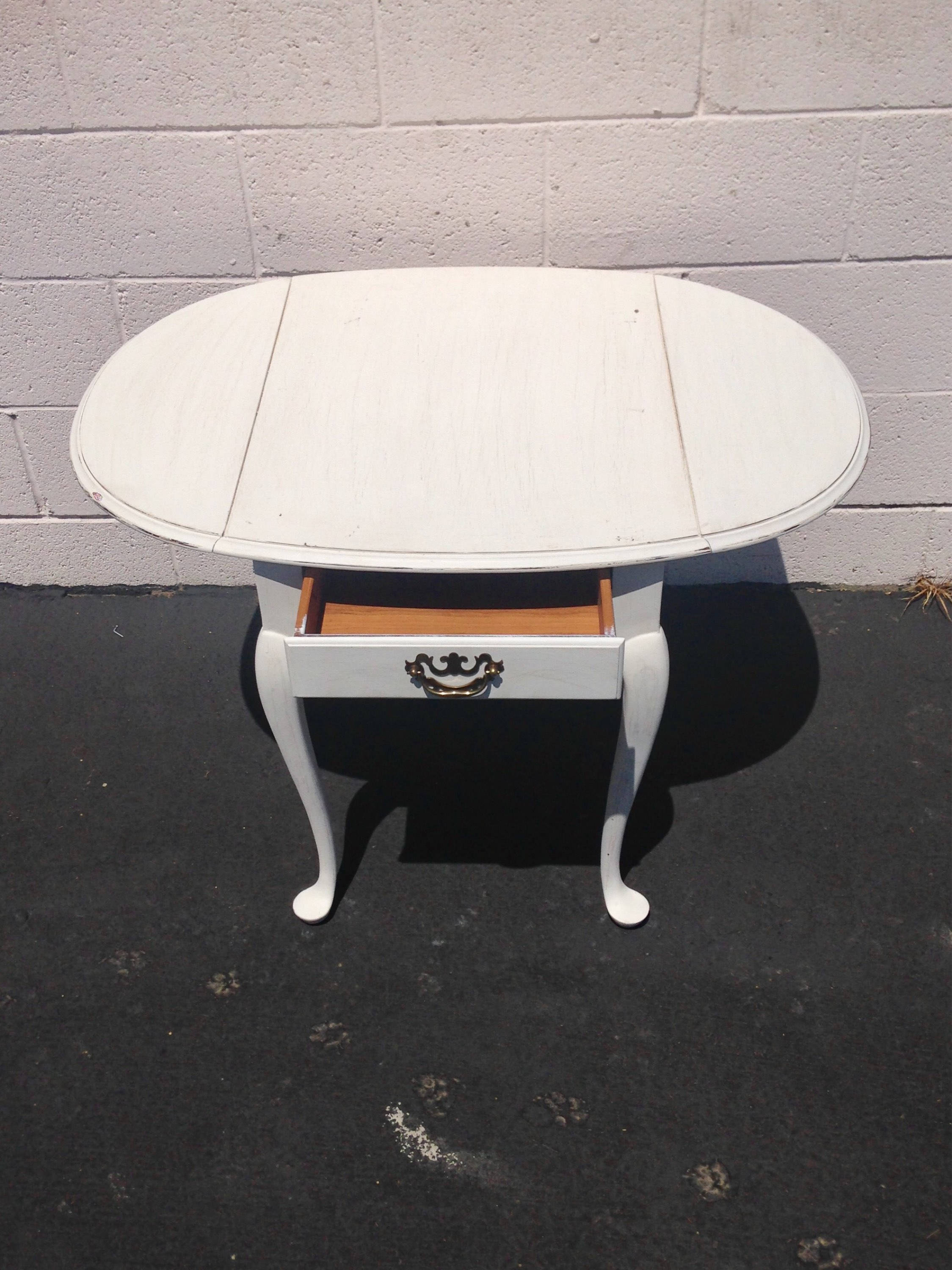 Vintage Drexel Accent Table, Shabby Chic Side Table, White End Table ...