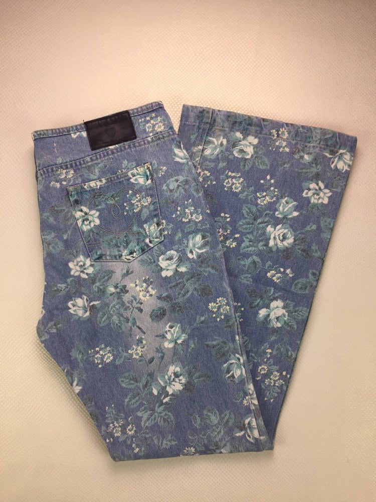 NWOT 90s Vintage Joe Boxer Light Stonewash Denim Blue Rose Pattern Low ...