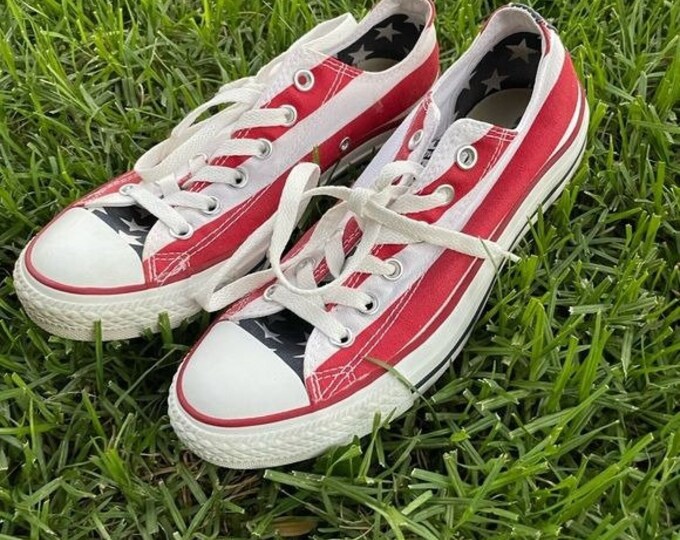 American Flag Patriot Patriotic Converse Canvas Shoes Mens 6.5 Freedom ...