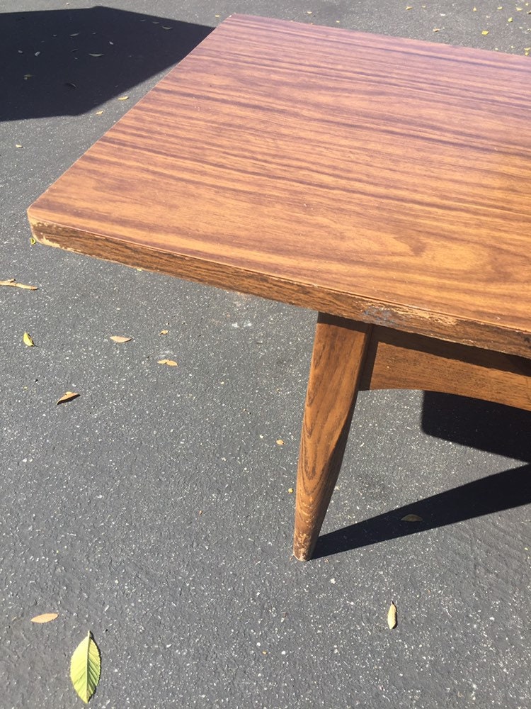 Mid Century Modern Dark Walnut Long & Low Profile Coffee Table, MCM End ...