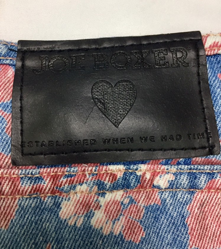 NWOT 90s Vintage Joe Boxer Light Stonewash Denim Pink Rose Pattern Low ...