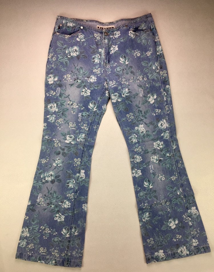 NWOT 90s Vintage Joe Boxer Light Stonewash Denim Blue Rose Pattern Low ...