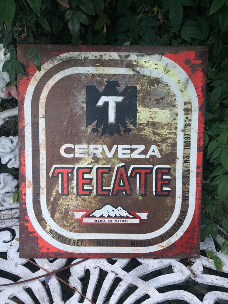 Vintage Tecate Beer Metal Wall Sign, Cerveza Tecate Tin Sign, Vtg Beer ...