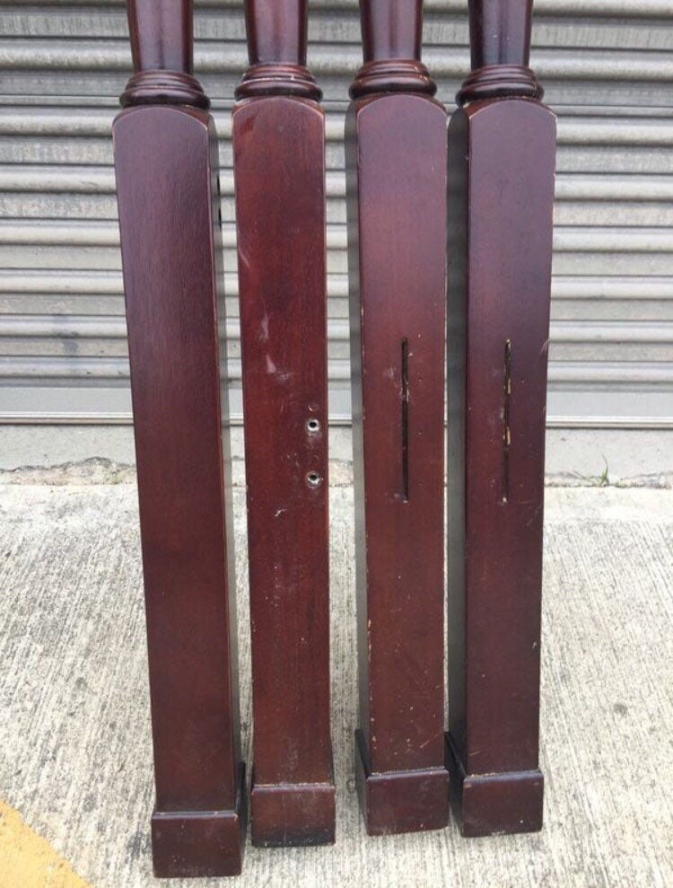 Set of Four (4) Sheraton Cherry Red Stained Turned Maple Wood Long Bed ...