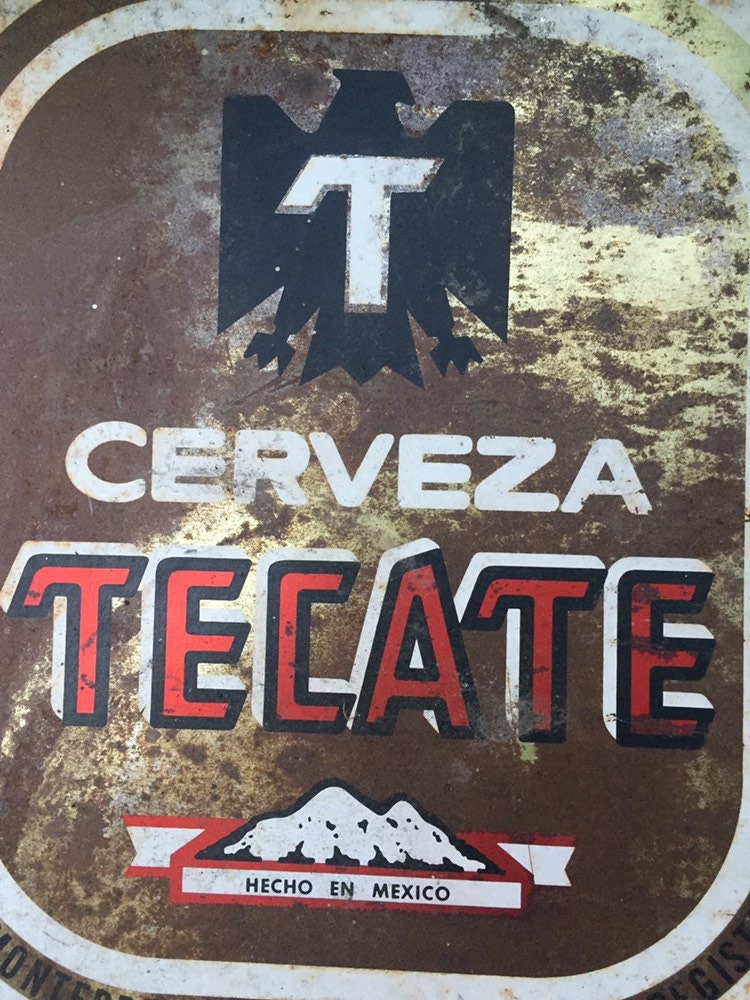 Vintage Tecate Beer Metal Wall Sign, Cerveza Tecate Tin Sign, Vtg Beer ...
