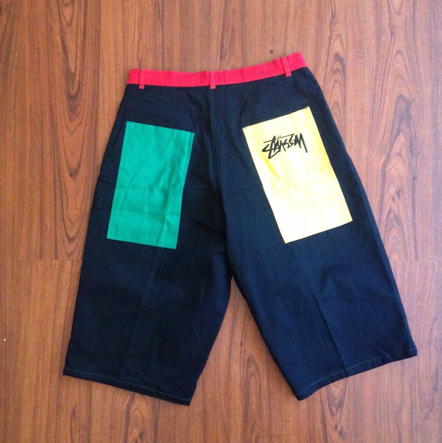Vintage 90s Stussy Cross Colors Oversized Rasta Shorts Big Logo, 90s ...
