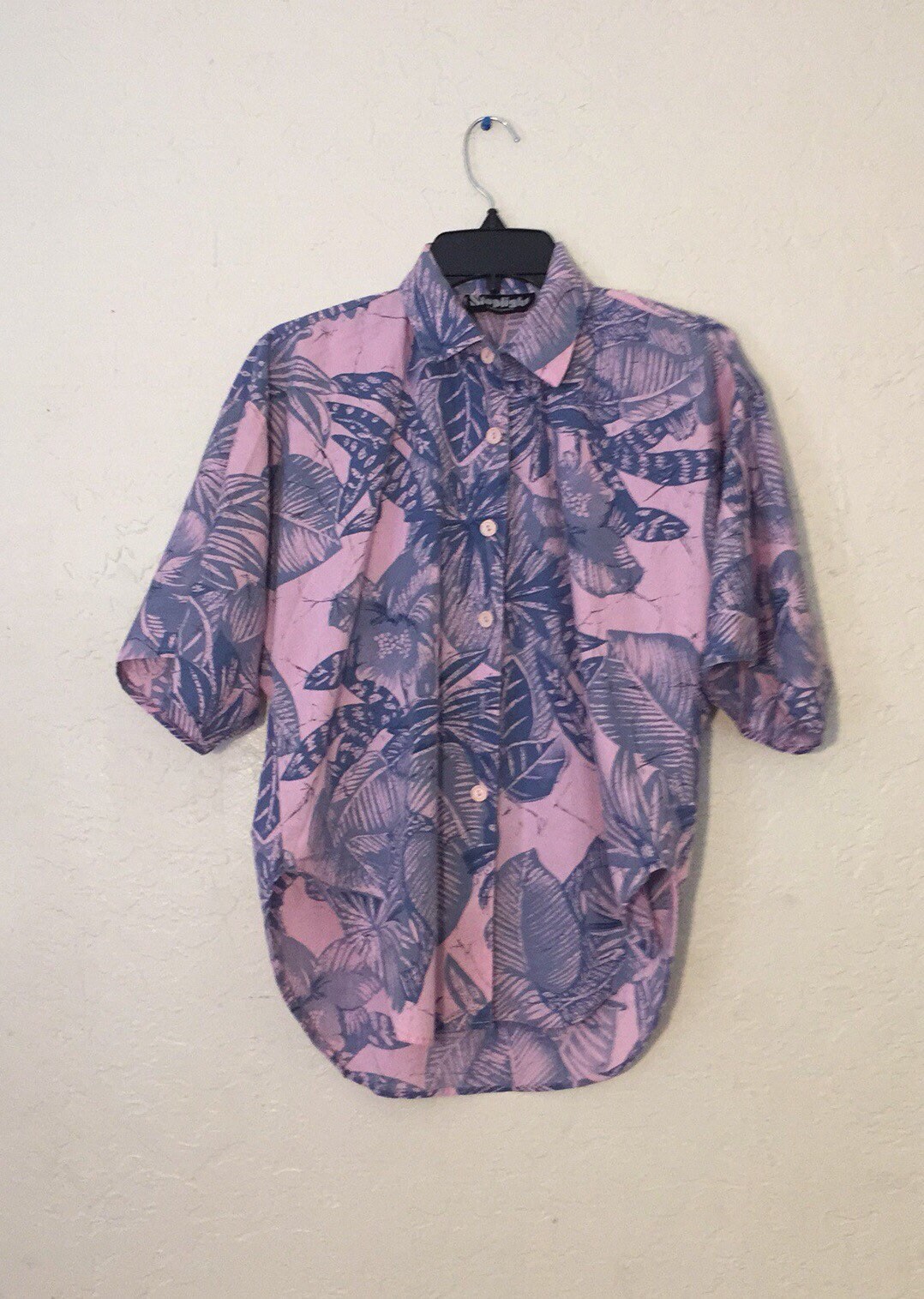 90s Vintage Blouse, Vintage Button Down Shirt, 90s Button Up, Pink Blue ...