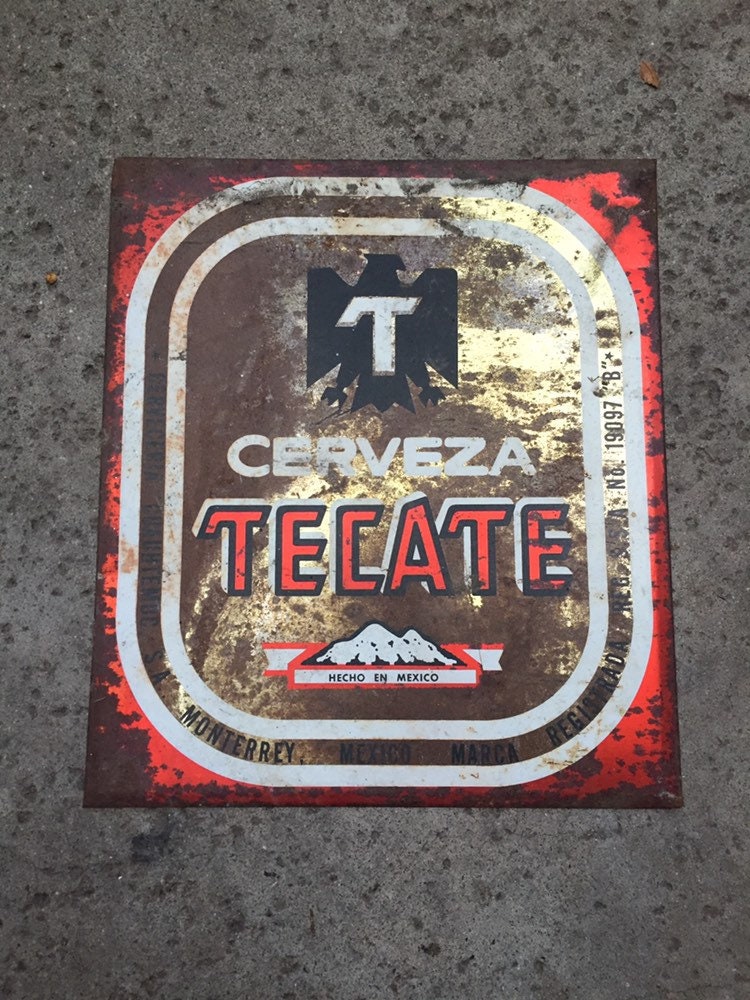 Vintage Tecate Beer Metal Wall Sign, Cerveza Tecate Tin Sign, Vtg Beer ...