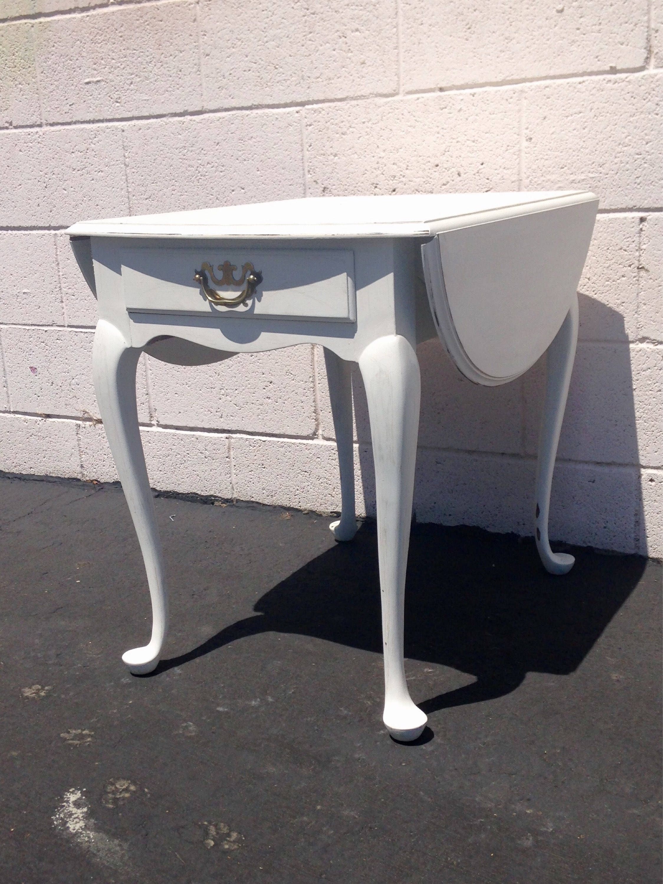 Vintage Drexel Accent Table, Shabby Chic Side Table, White End Table ...
